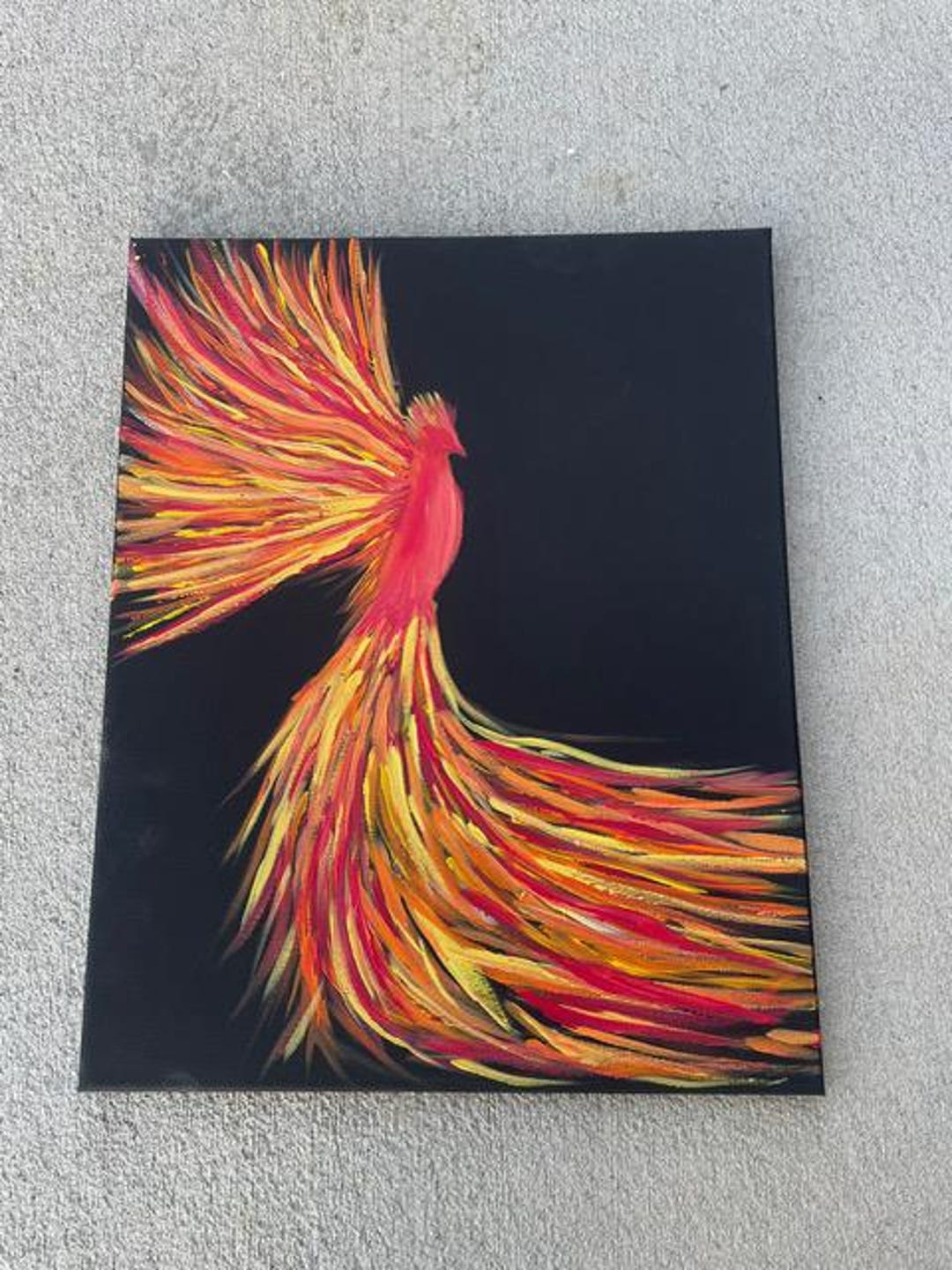 Rise From the Ashes – Fiery Phoenix Acrylic Painting on Canvas (16x20 ...