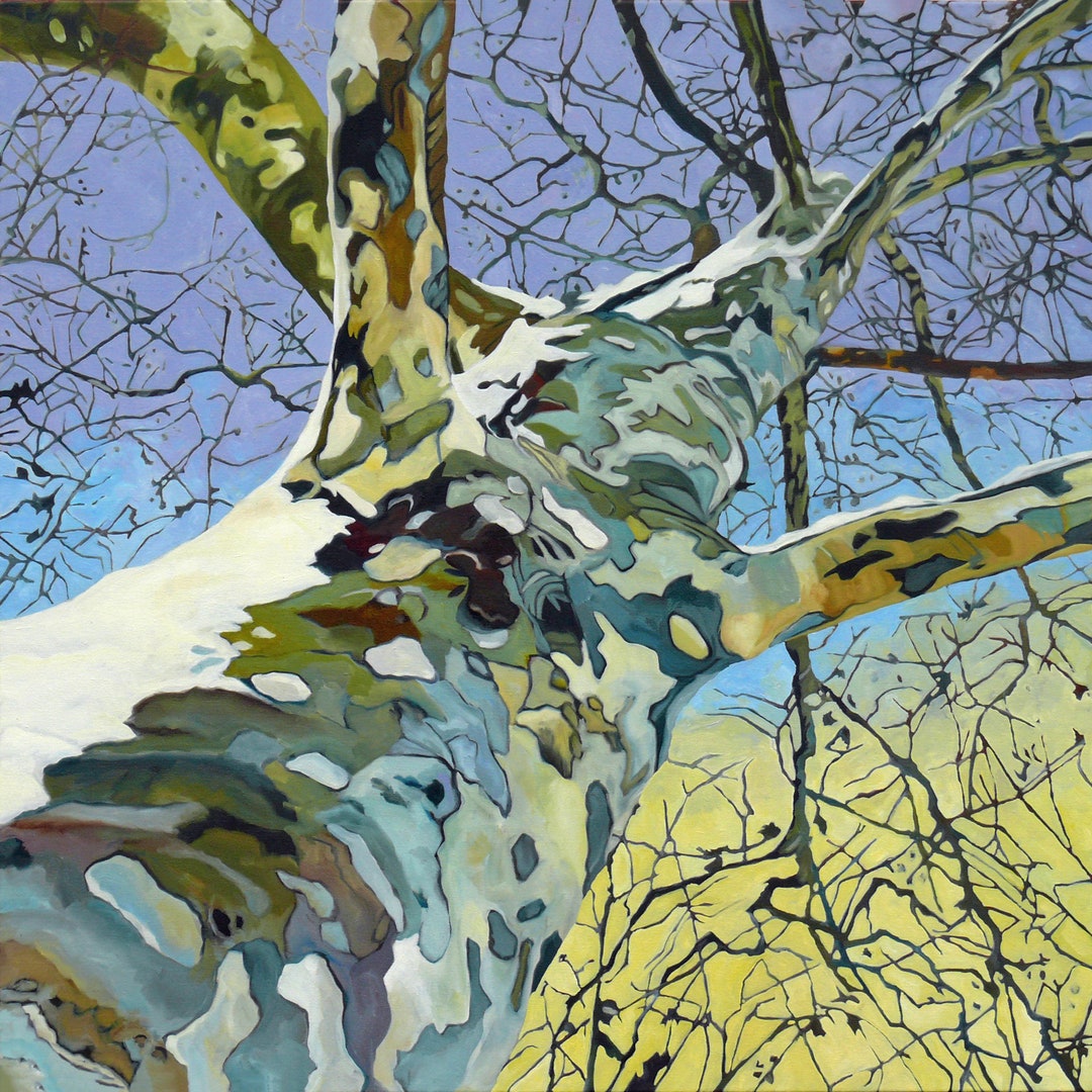 Winter Sycamore Tree Landscape Painting - Etsy
