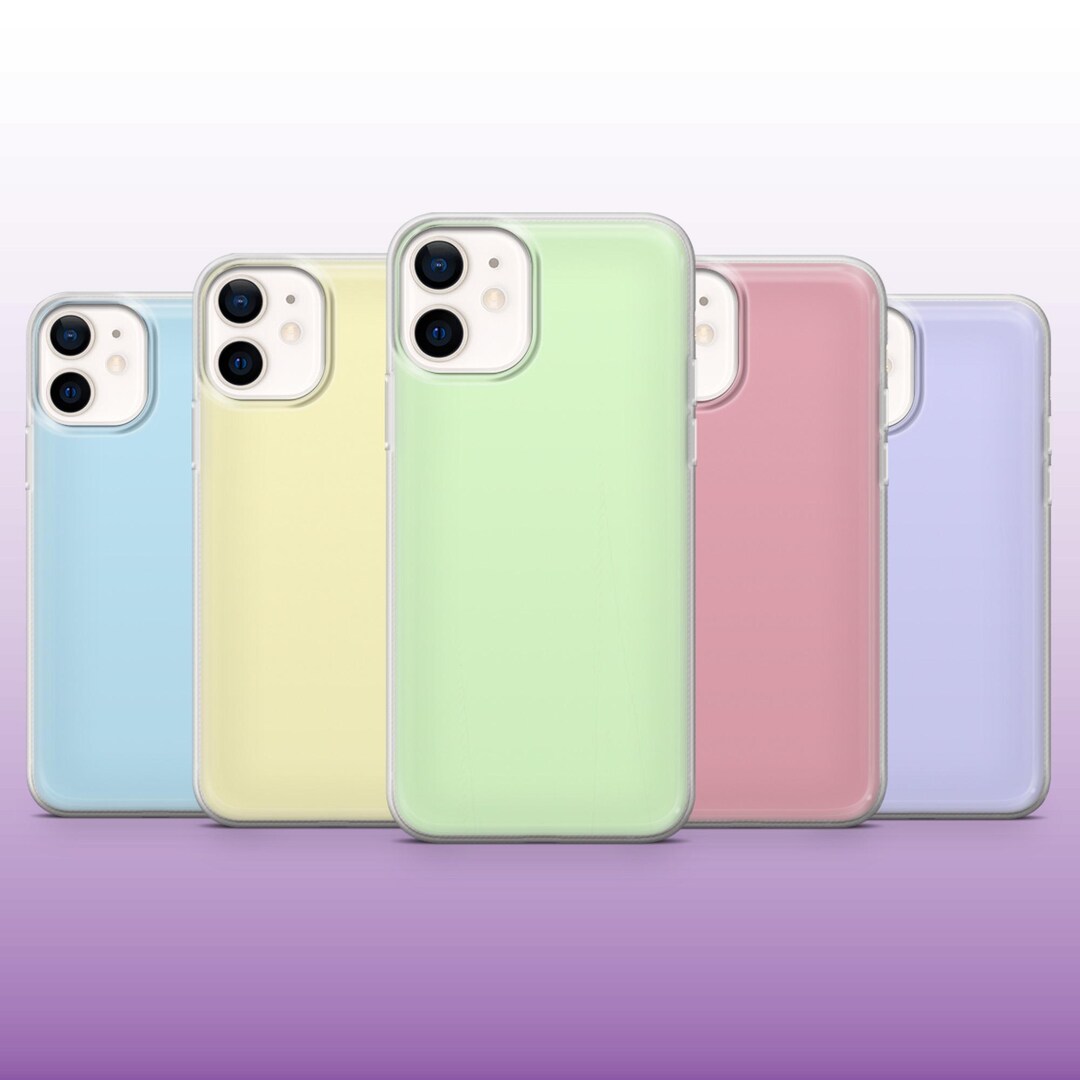 Pastel Color Phone Case Plain Simple Color Cover for iPhone 16, 15, 14 ...