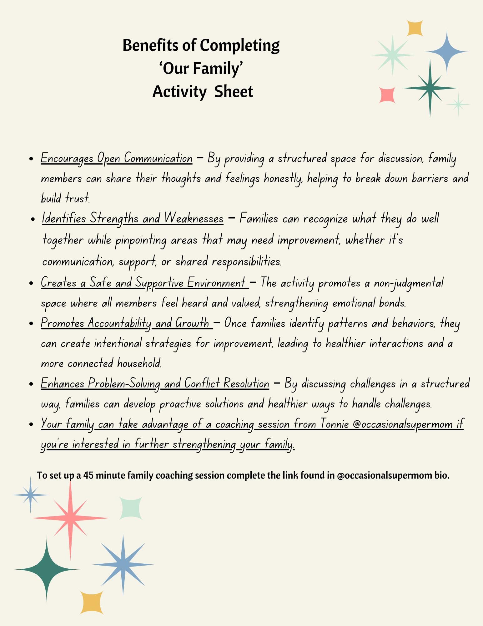 The 'our Family' Activity Sheet, Family Engagement Worksheet, Family ...