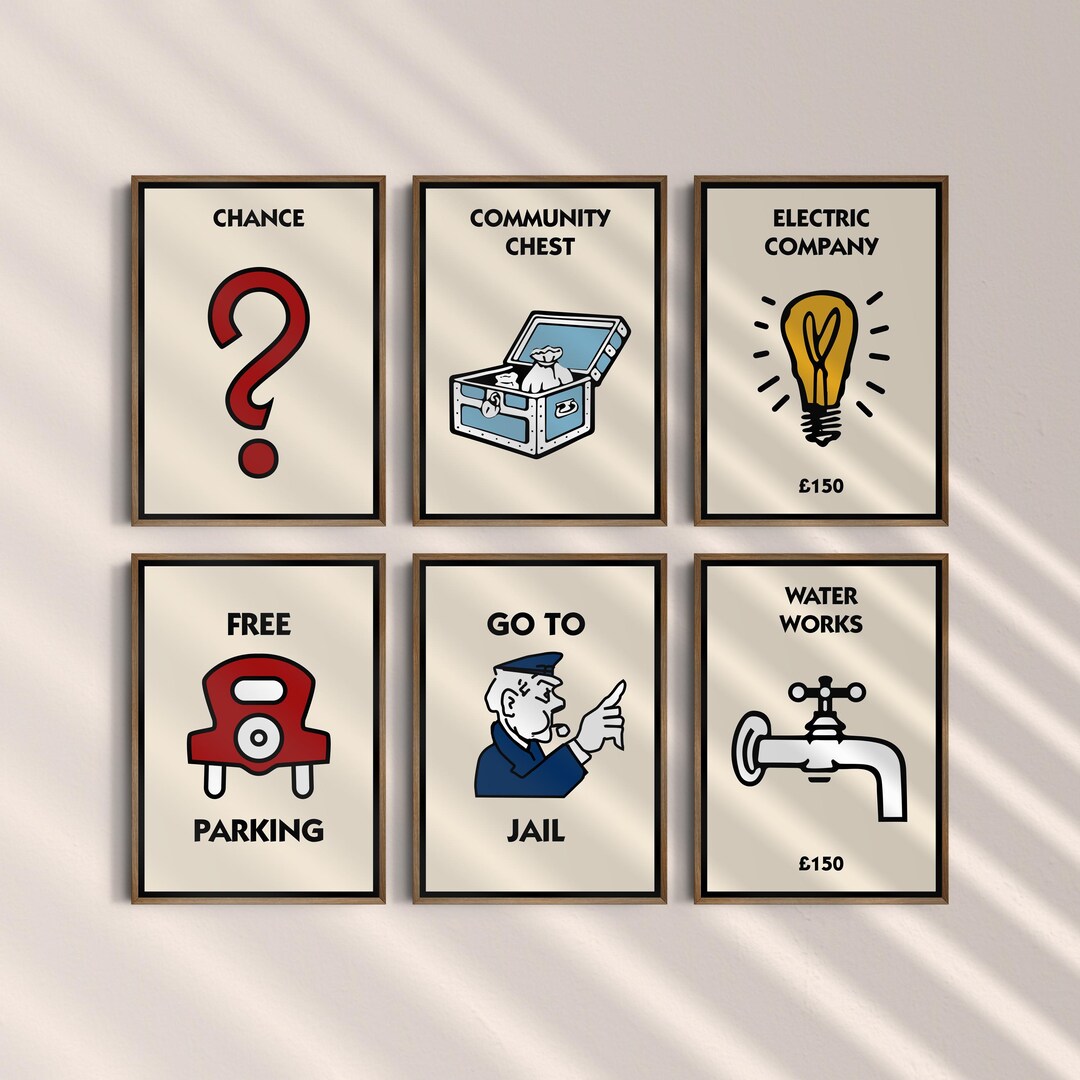 Vintage Monopoly Karten Poster Prints: Nostalgische Brettspiel ...