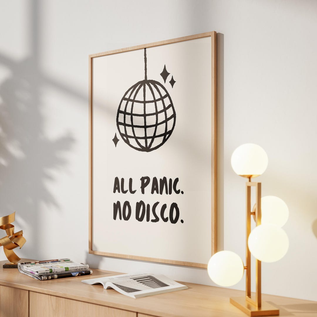 All Panic, No Disco Poster Print: Modern Typography, Punny Art, Funny ...