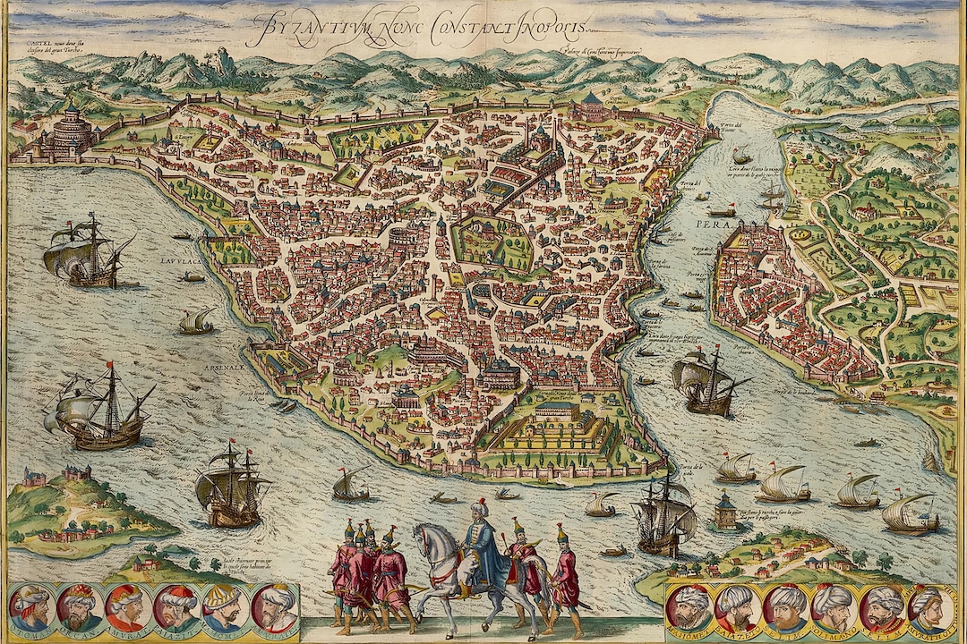 Istanbul Vintage Map Wall Chart | Ottoman Empire Decor | Historical ...