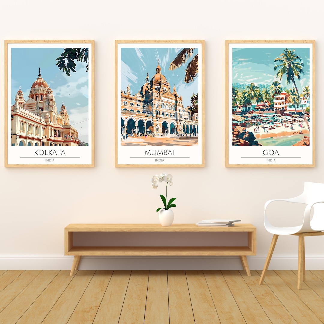 Indian Cities Watercolour Paintings: Kolkata, Mumbai & Goa - Vibrant ...