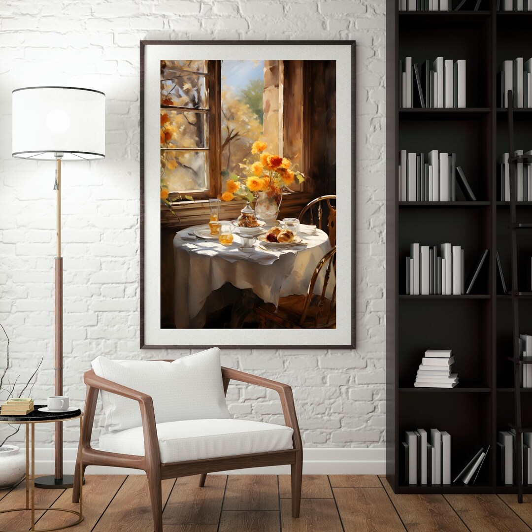 Breakfast Wall Art in Pastel Colors | Village House Decor | Peaceful ...