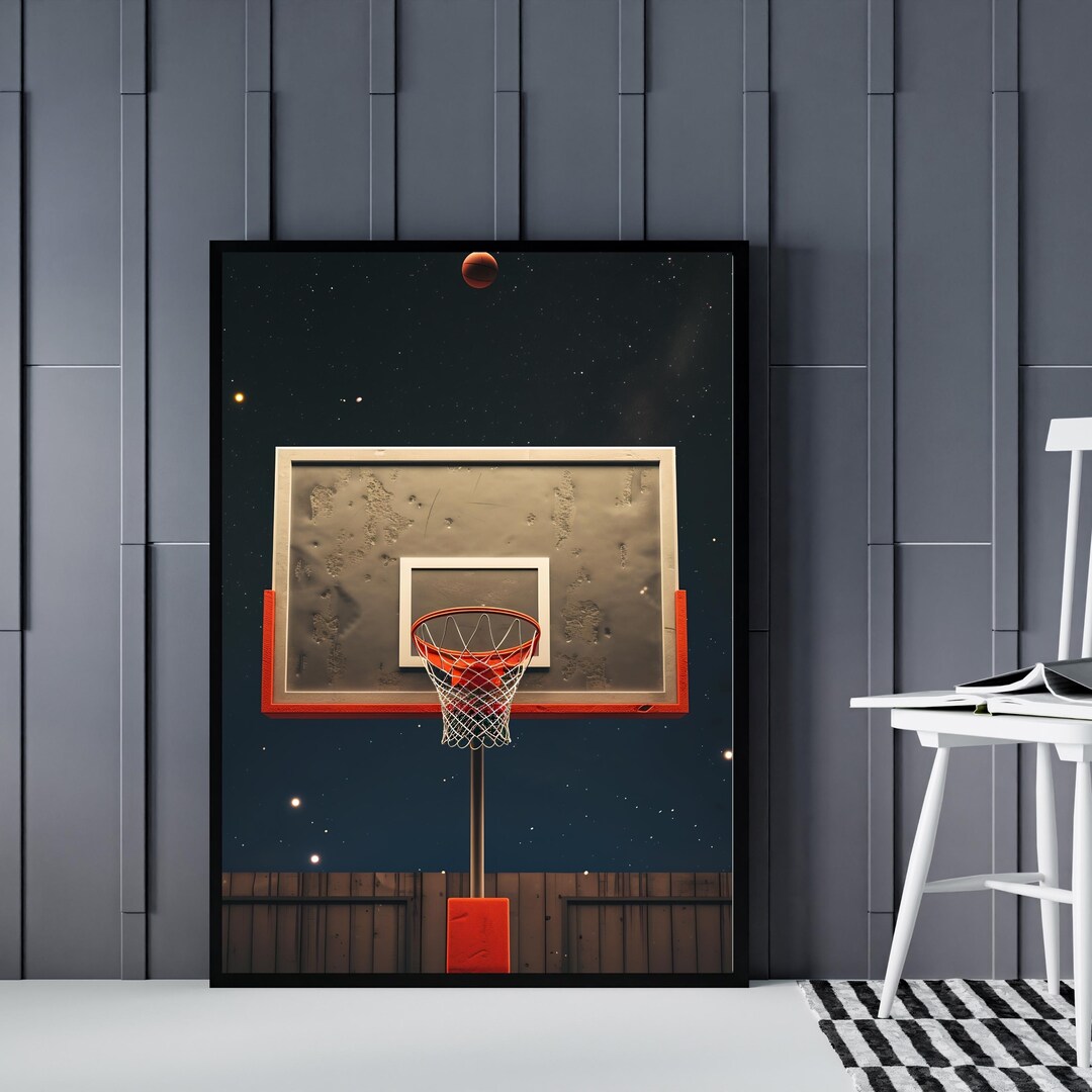 Basketball Hoop Poster - Digital Wall Art, Sports Room Decor, 300 DPI ...