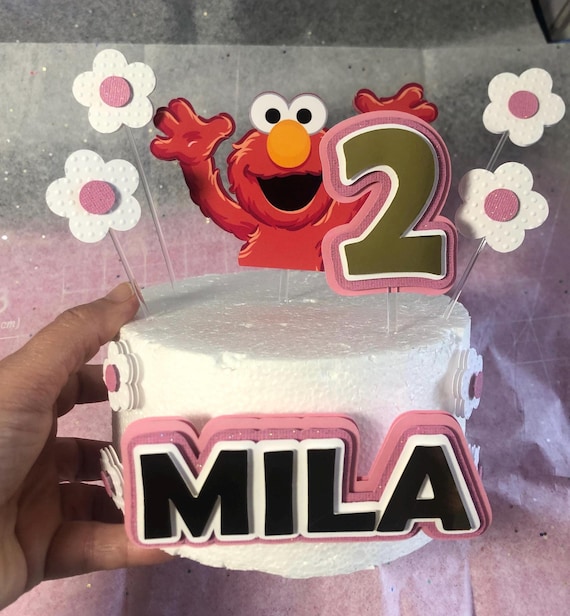 Bolo De Elmo Enfeite De Bolo Elmo Happy Birthday Com Glitter Vermelho