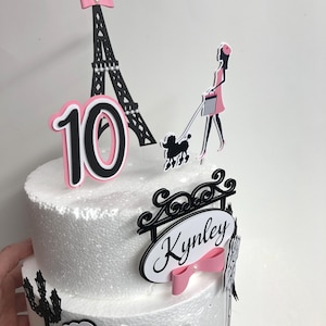 Paris Birthday Cake Topper: Eiffel Tower, Handmade Cardstock - Etsy