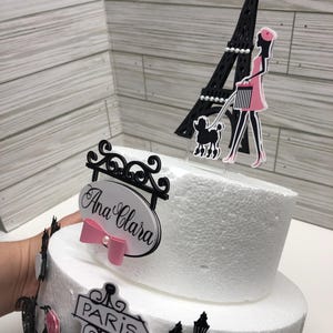 Paris Birthday Cake Topper: Eiffel Tower, Handmade Cardstock - Etsy