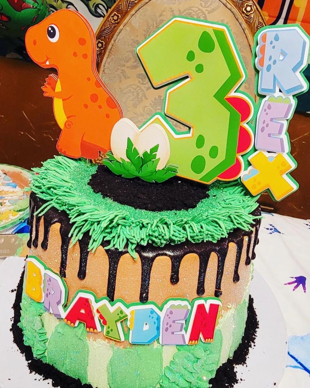 3 Rex Dinosaur Cake Topper: Handmade Dino Birthday Party Decor - Etsy
