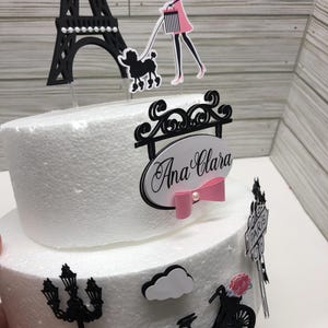 Paris Birthday Cake Topper: Eiffel Tower, Handmade Cardstock - Etsy