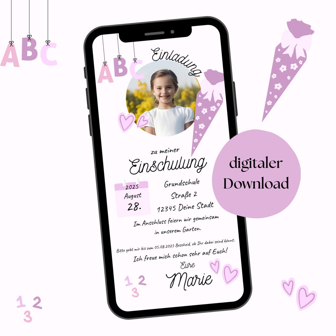 Personalized Digital Invitation for School Enrollment for Girls With ...