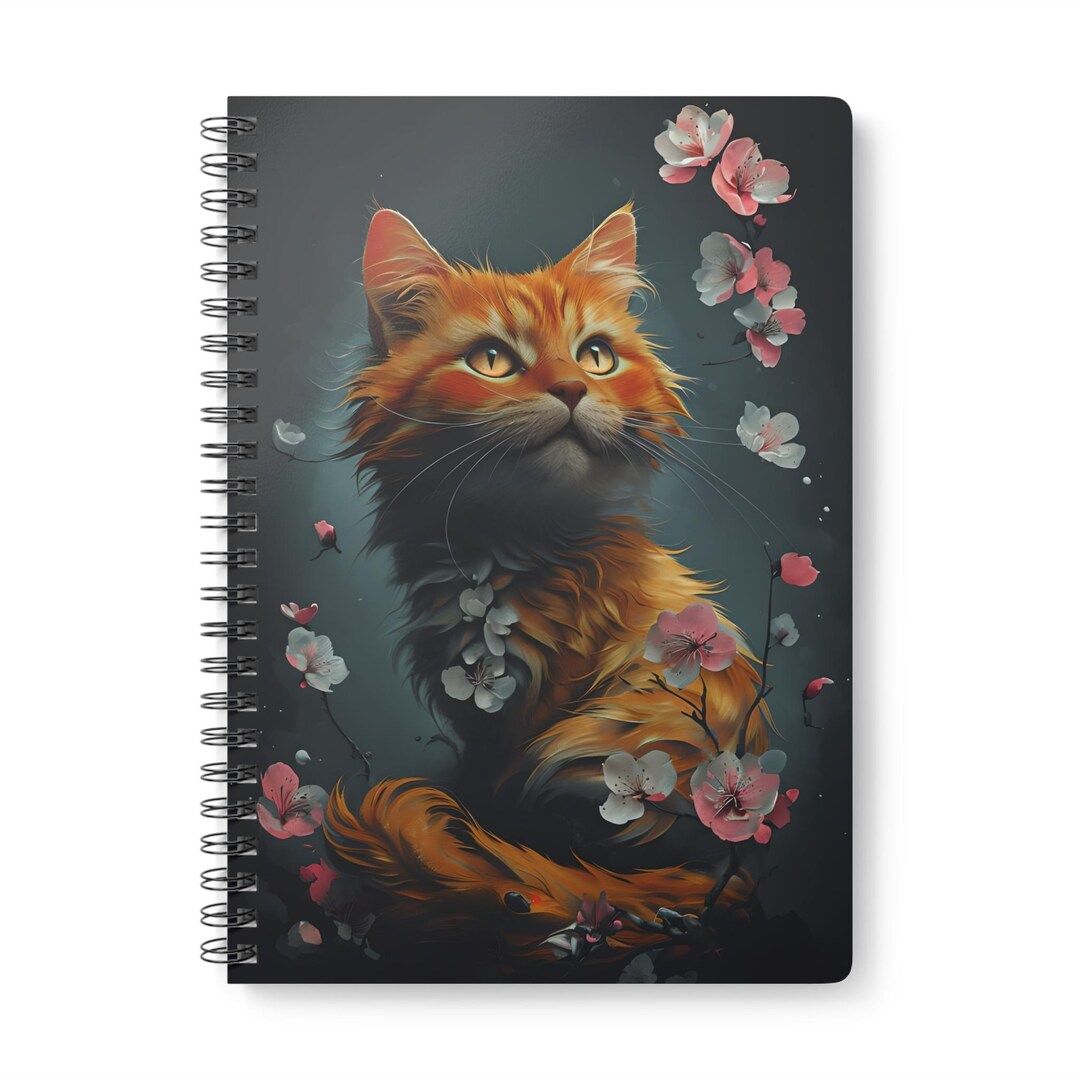 Floral Cat A5 Notebook: Whimsical Wirobound Journal - Etsy