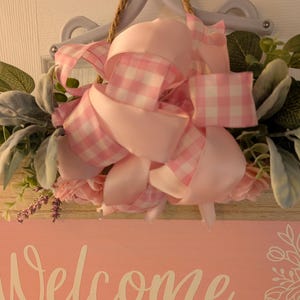 Stained Wood and Pink Welcome Sign - Large - Etsy