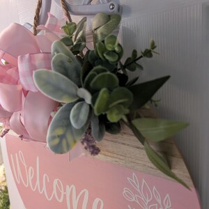 Stained Wood and Pink Welcome Sign - Large - Etsy