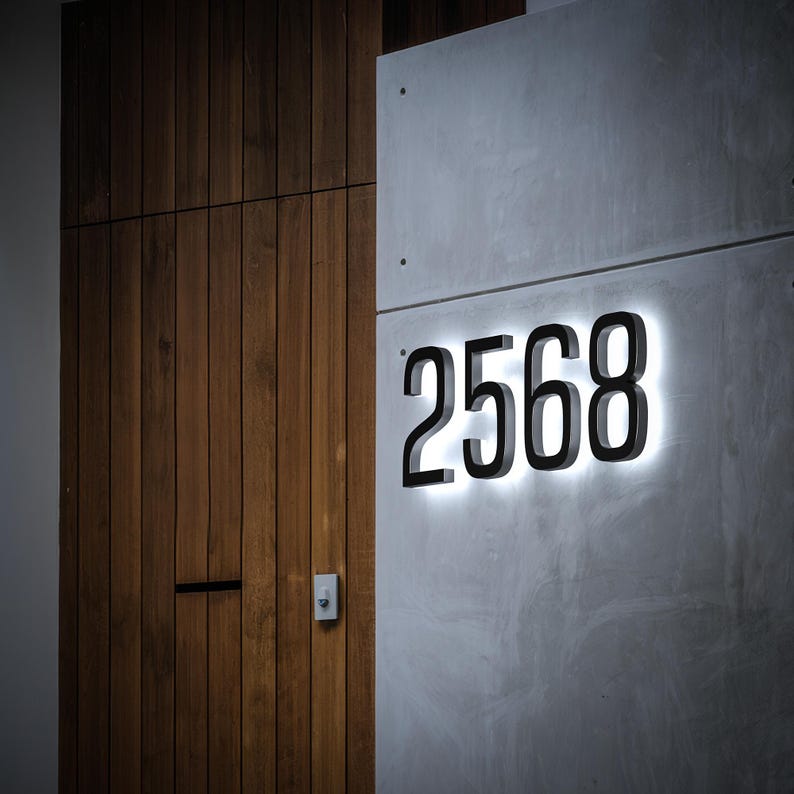 Backlit LED House Numbers, Personalized Solar Illuminated Address ...