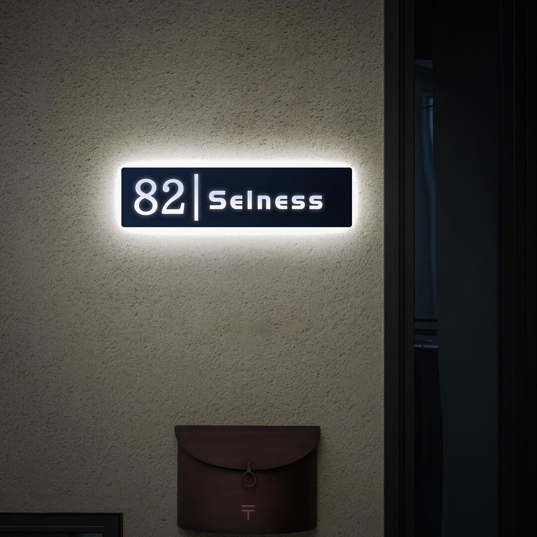 Modern Backlit LED House Sign, Customizable Illuminated Address Plate ...
