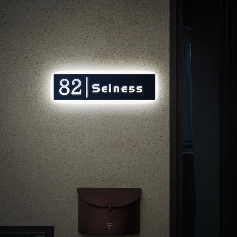 Custom Solar Backlit House Address Sign for Outside, Light up House ...