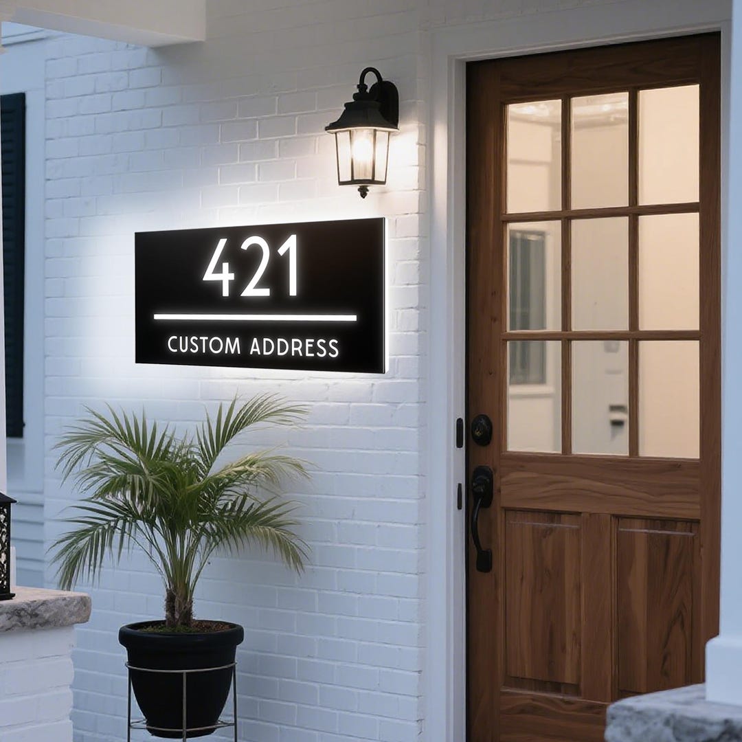 Custom Modern Solar House Numbers ,personalized Illuminated Address ...