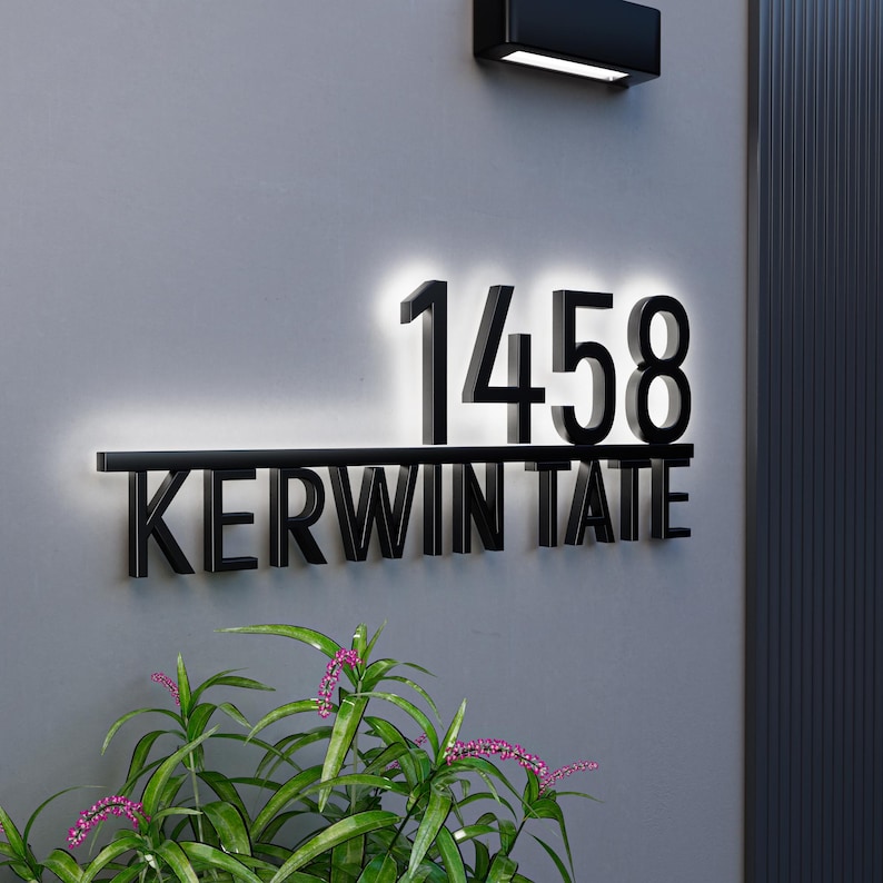 Custom LED Address Sign, Stainless Steel House Number, Weatherproof ...