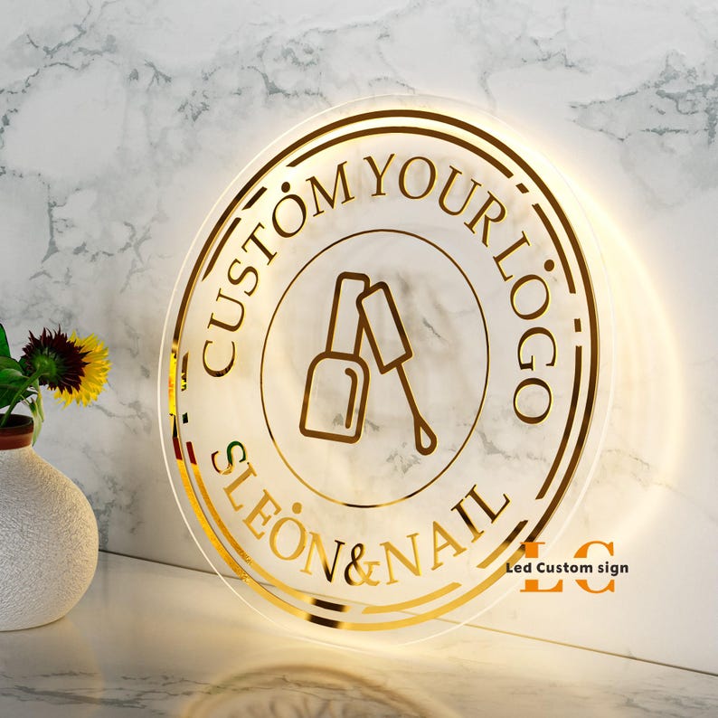 Personalized Acrylic Logo Sign - Custom 3D Illuminated Business Sign ...