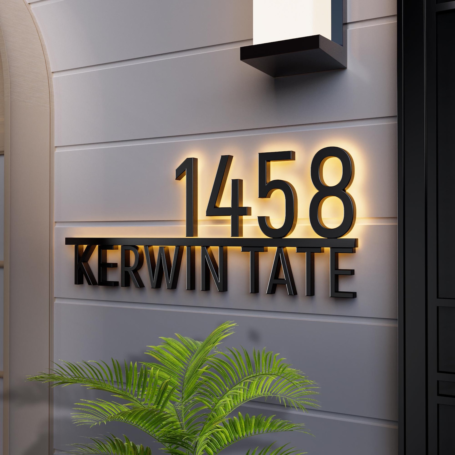 Custom LED Address Sign, Stainless Steel House Number, Weatherproof ...