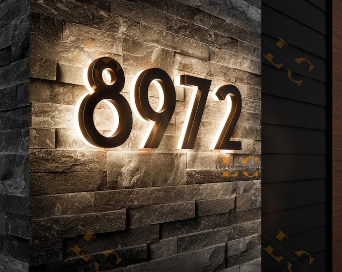 Solar Powered LED House Numbers - Glow in the Dark Address Plaque ...