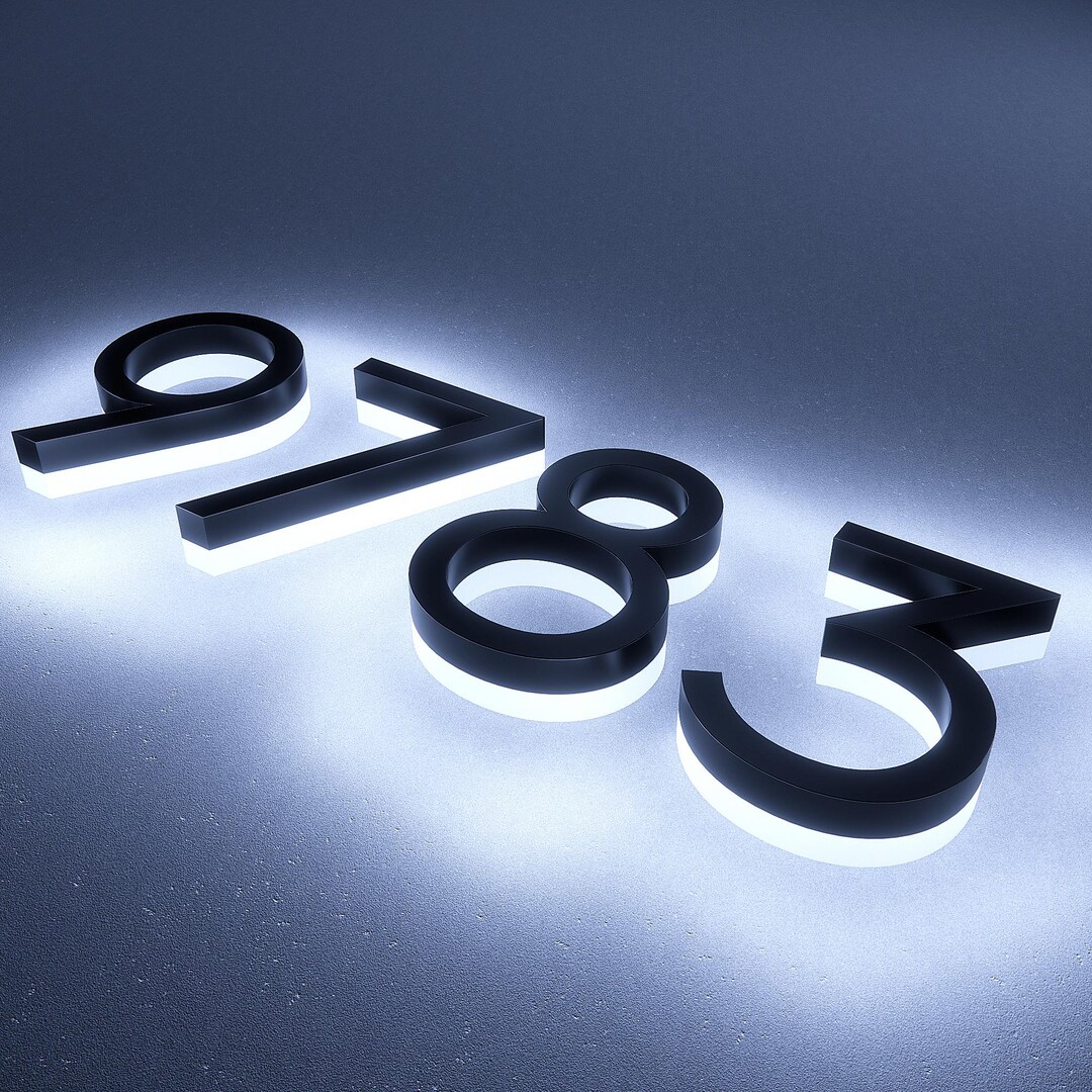Modern LED House Numbers - Solar Powered Backlit Address Sign ...