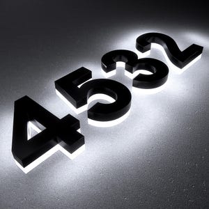 Solar Powered LED House Numbers - Glow in the Dark Address Plaque ...