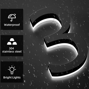 Personalized Solar Light up House Numbers for Outside, Custom Backlit ...