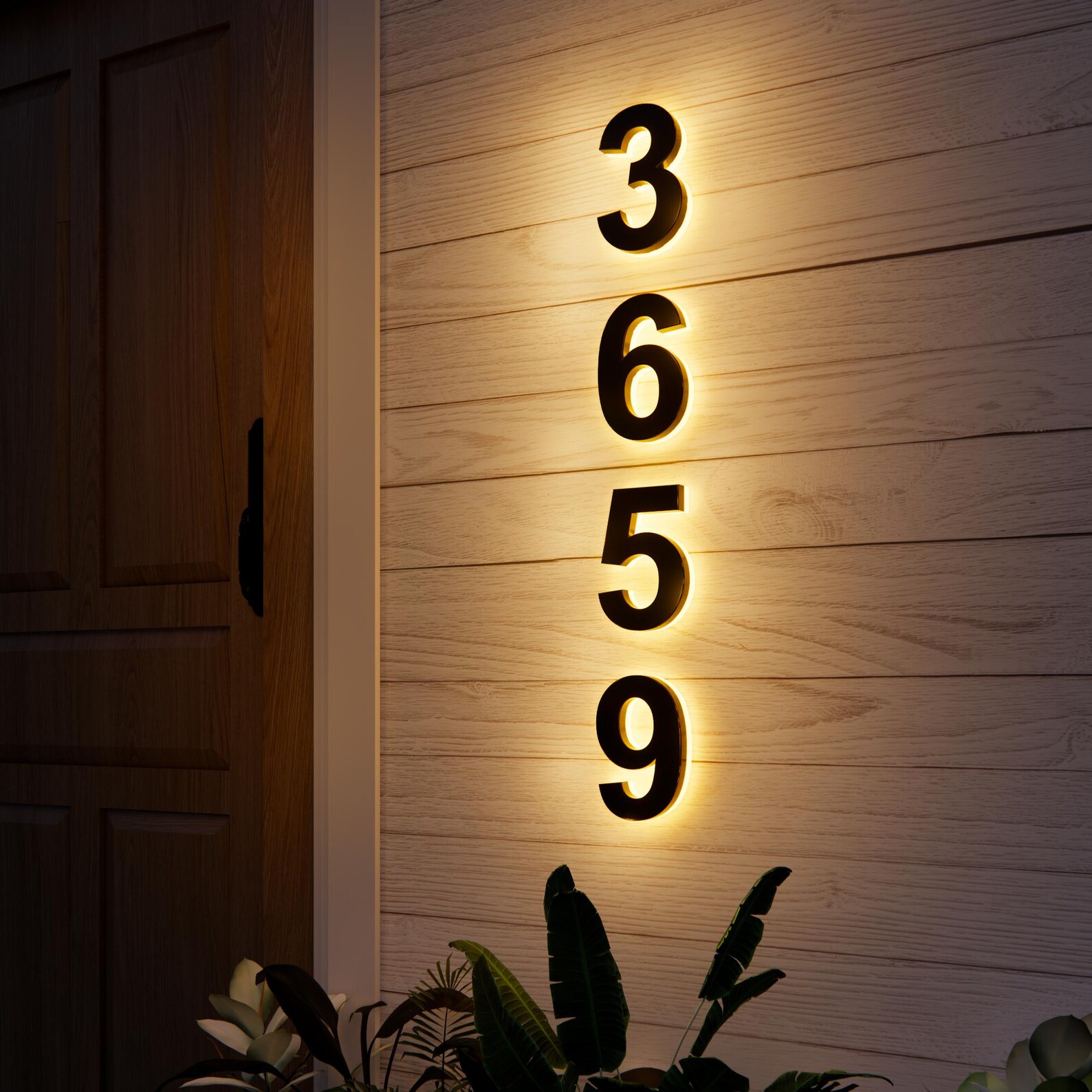 Backlit LED House Numbers for Outside, Stainless Steel Floating Home ...