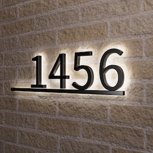 Custom LED Address Sign, Stainless Steel House Number, Weatherproof ...