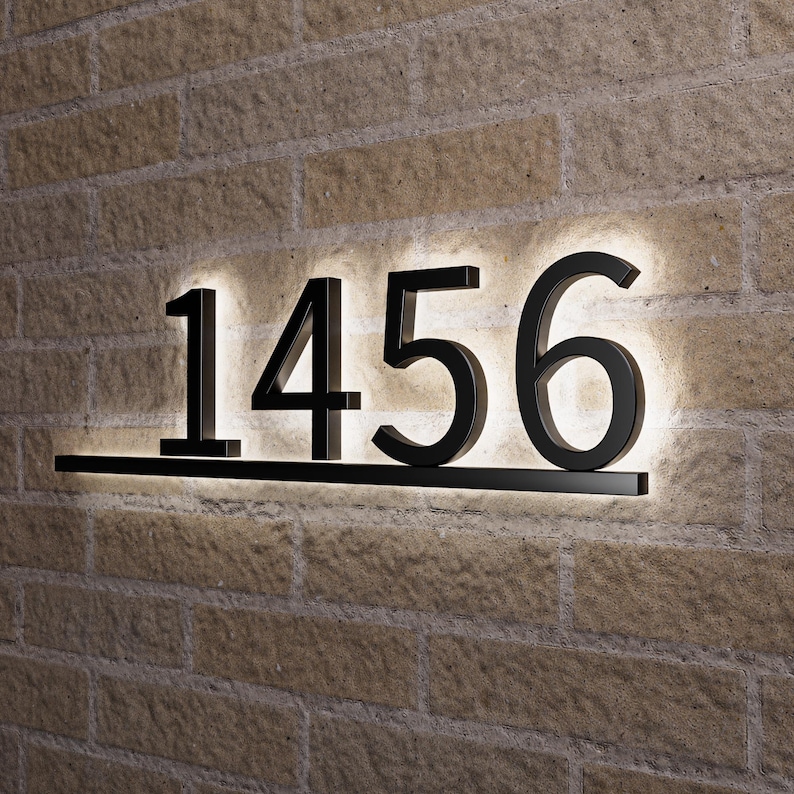 LED Street Number Sign, Modern Stainless Steel House Plaque, Outdoor ...