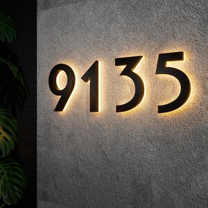 Solar Light-up House Number, Custom Address Sign, Weatherproof Metal ...