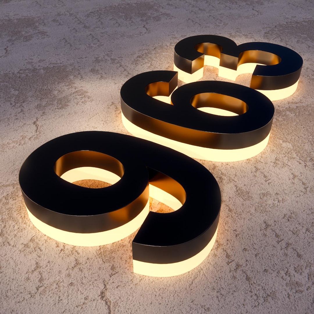 Solar Powered LED House Numbers - Waterproof Backlit Address Sign ...