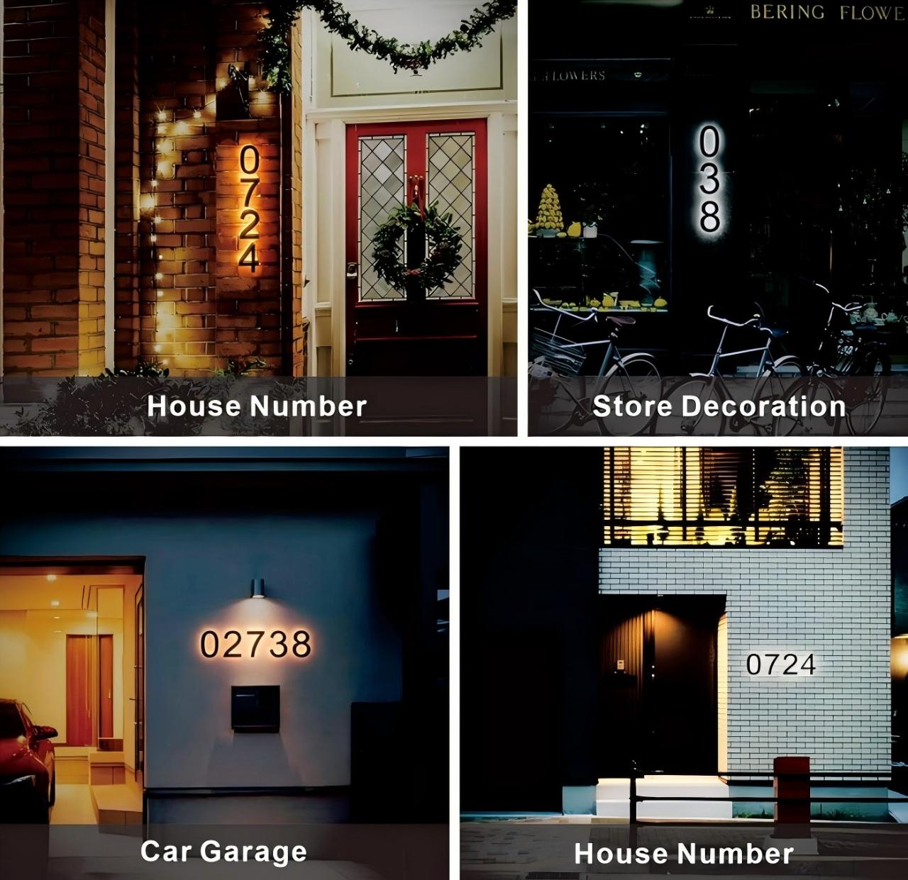 Numéros de maison LED rétroéclairés modernes - Panneau d'adresse ...