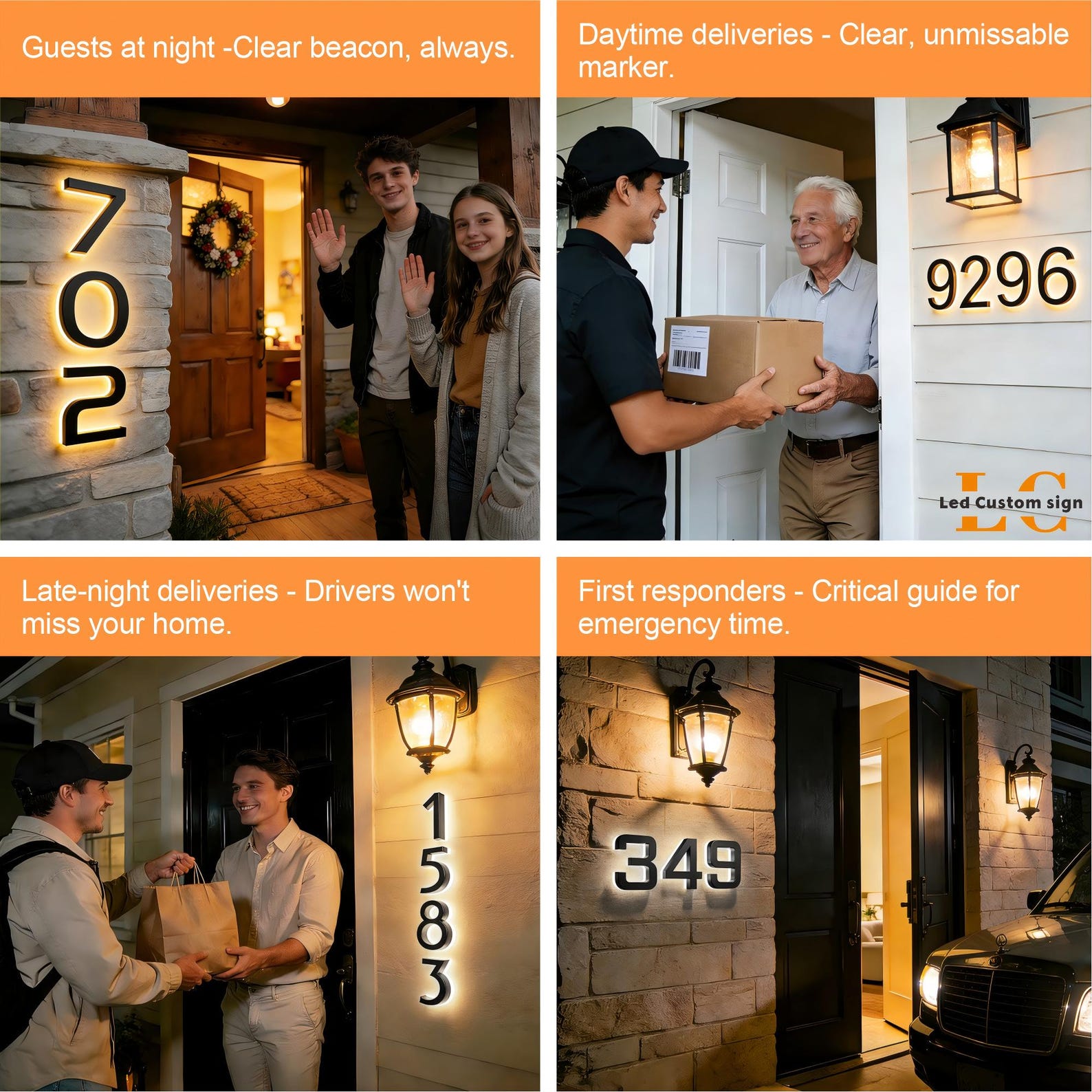 Solar LED House Numbers - Weatherproof Backlit Address Sign - Outdoor ...