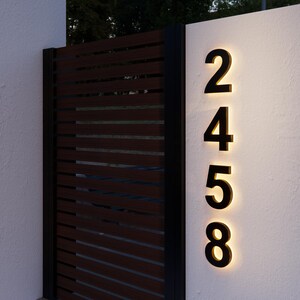 Backlit LED House Numbers for Outside, Stainless Steel Floating Home ...