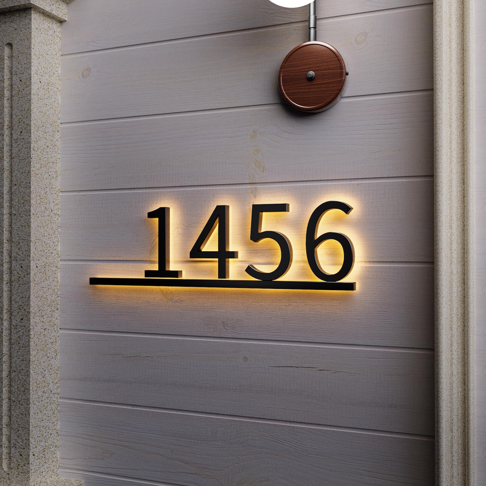 LED Street Number Sign, Modern Stainless Steel House Plaque, Outdoor ...