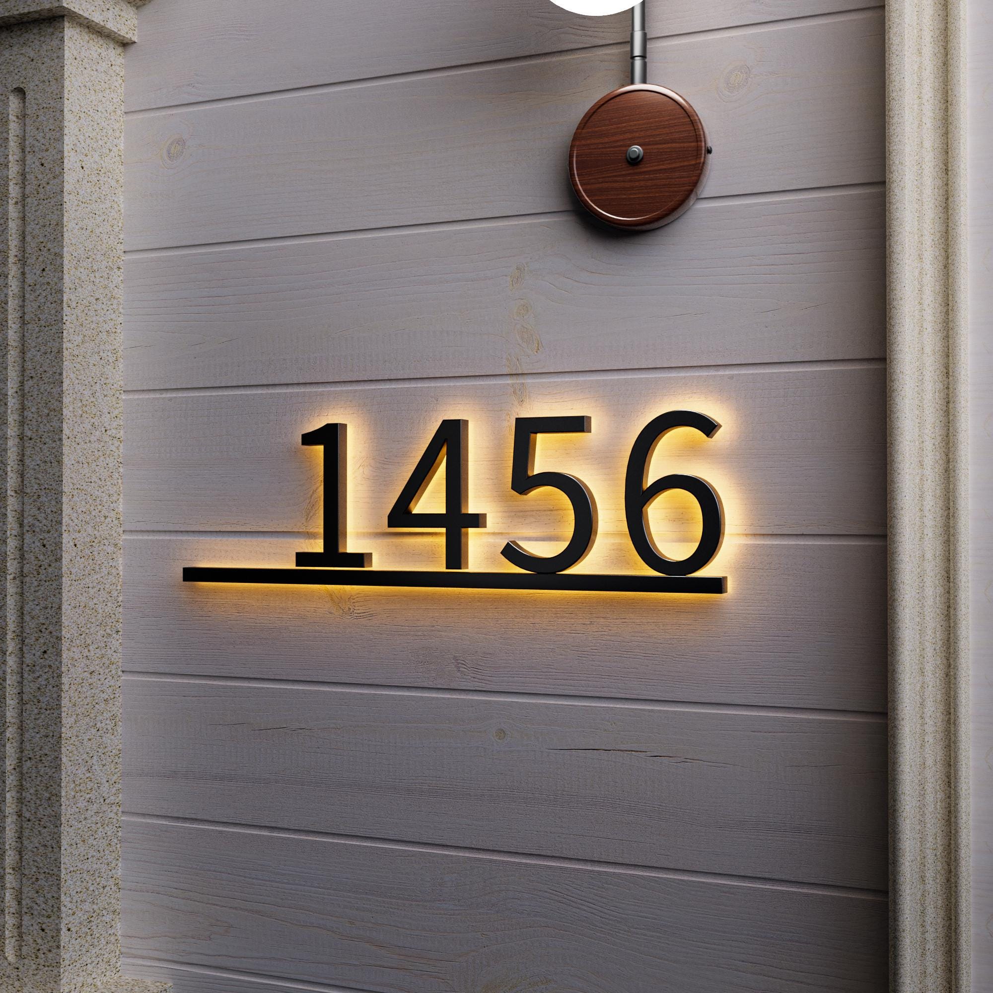 LED Street Number Sign, Modern Stainless Steel House Plaque, Outdoor ...