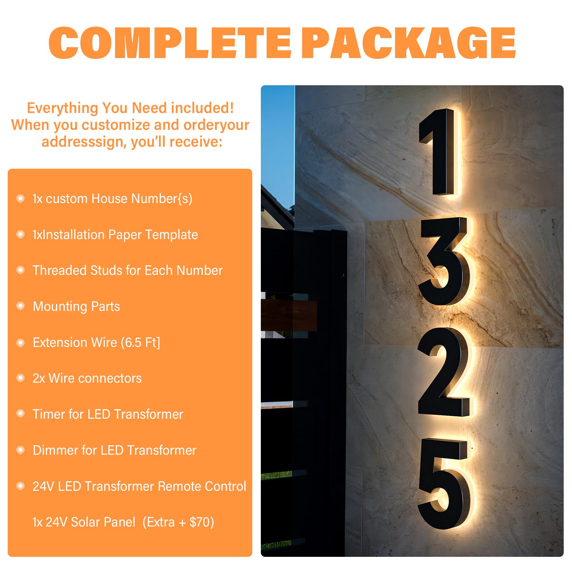 Modern Backlit LED House Numbers - Solar Powered Glowing Address Sign ...