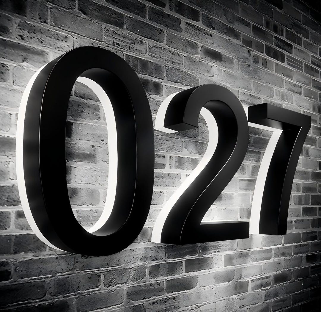 LED Street Number Sign, Modern Stainless Steel House Plaque, Outdoor ...
