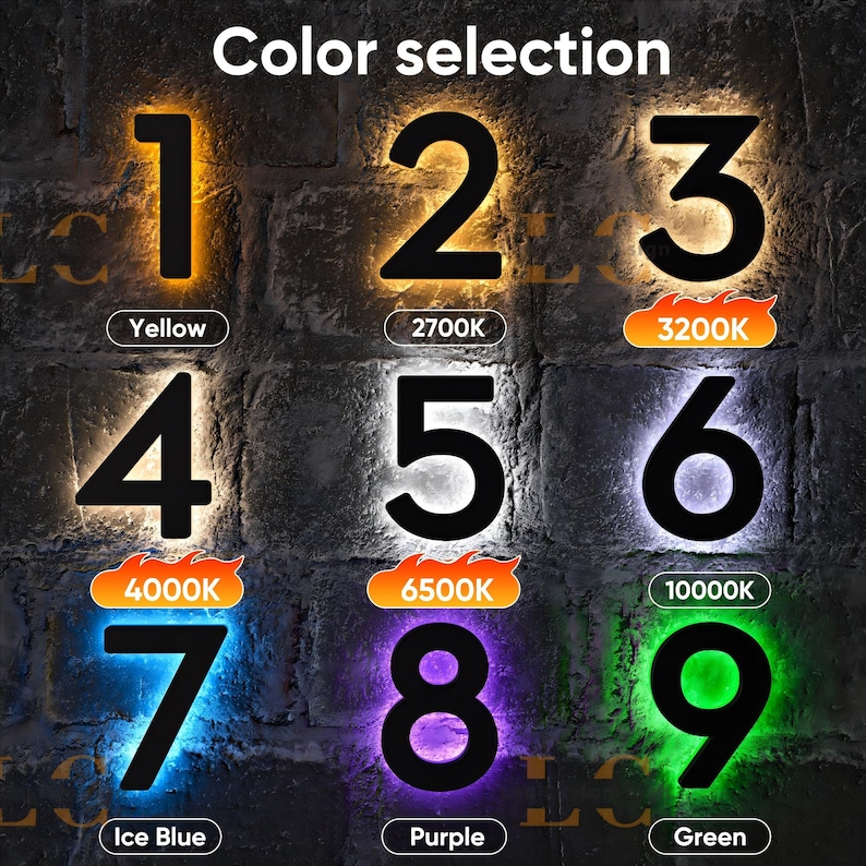 Solar Powered Lighted House Numbers, Personalized Waterproof Exterior ...