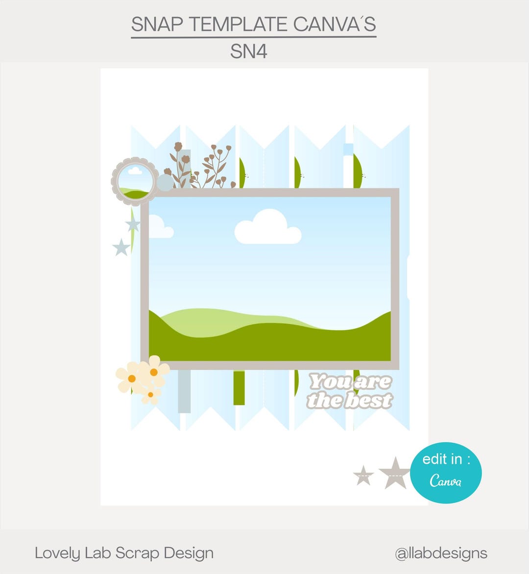 SN-4 -6x8- Snap- Template CANVA Editable for Scrapbook - Page Printable ...