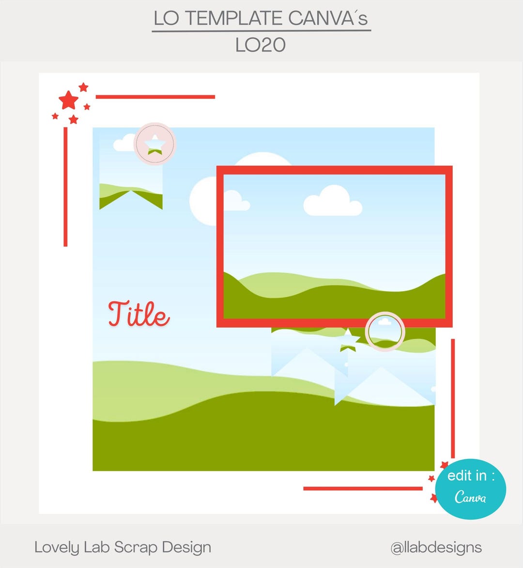 LO-20 -12x12"- Canva Editable Template for Scrapbook - Page Printable ...