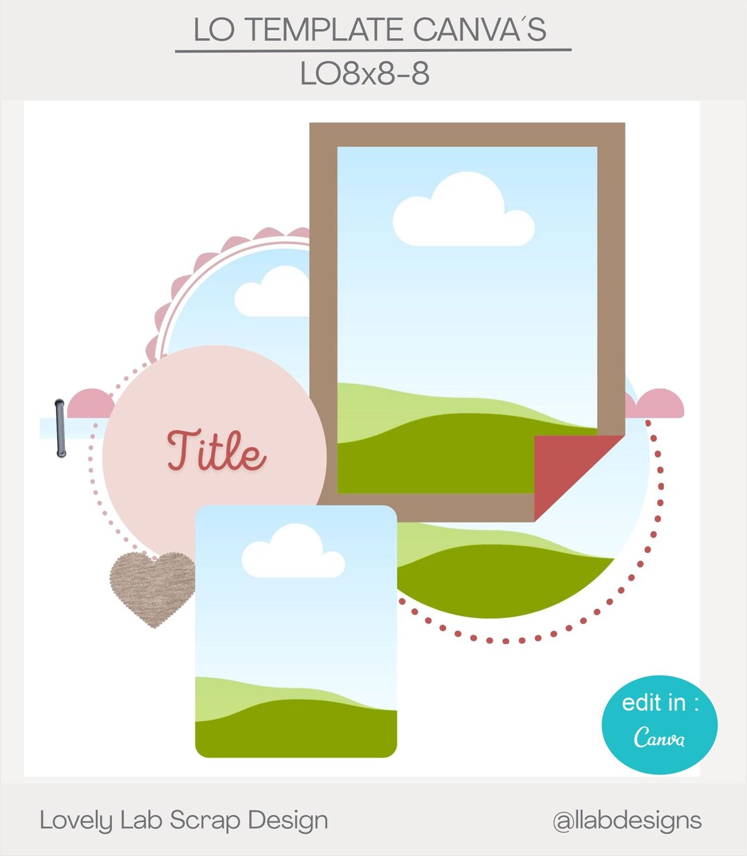 LO-8 -8x8"- Template Canva Editable for Scrapbook - Page Printable - Etsy