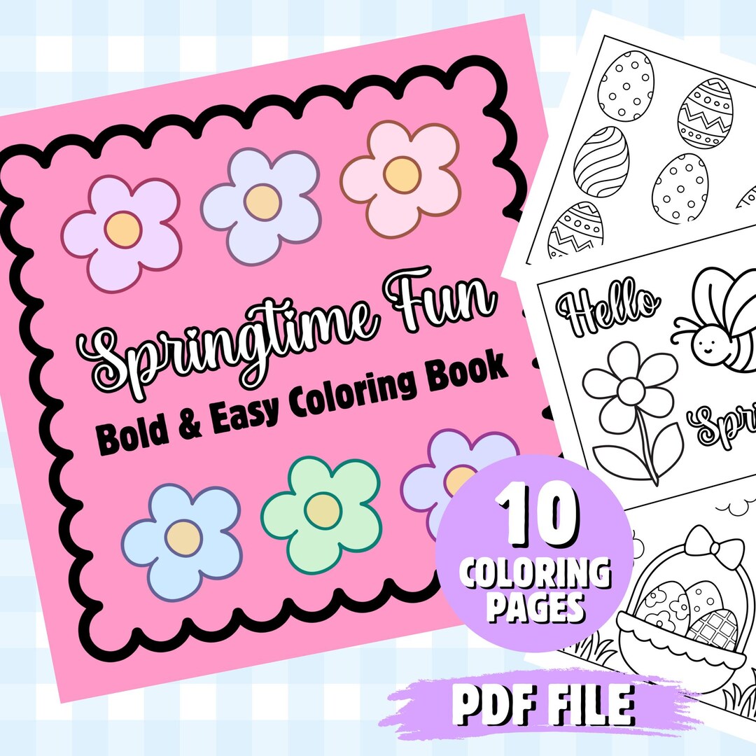 Springtime Fun: Bold & Easy Easter Coloring Book - 10 Pages of Fun and ...