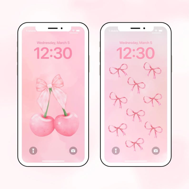 Coquette Cherry Phone Wallpaper Set | Aesthetic Phone Wallpapers | Cute ...