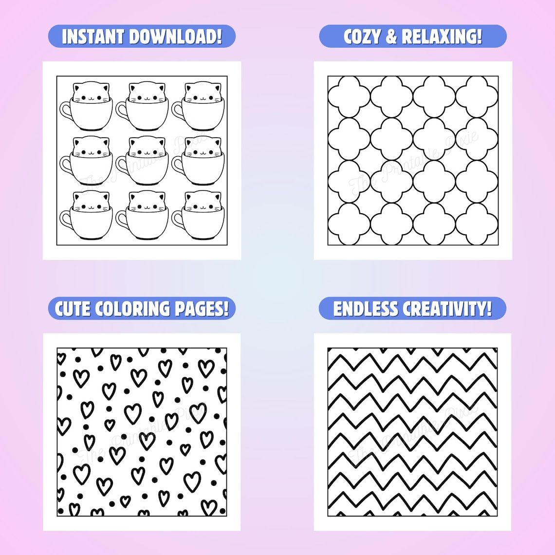 Cozy Patterns: Bold & Easy Printable Coloring Pages, Easy Coloring for ...
