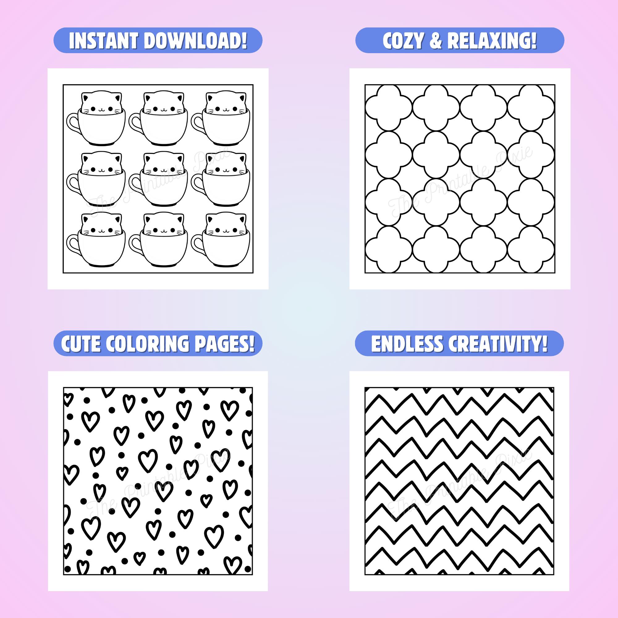 Cozy Patterns: Bold & Easy Printable Coloring Pages, Easy Coloring for ...